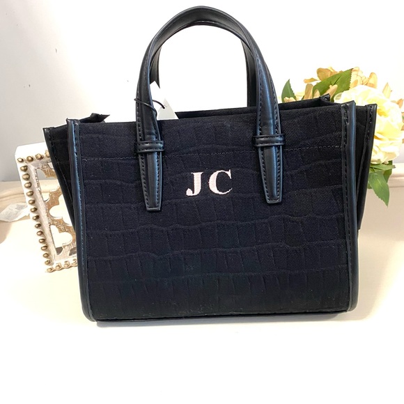 Zara | Bags | Zara Black Textured Jc Embroidered Initials Crossbody Bag ...